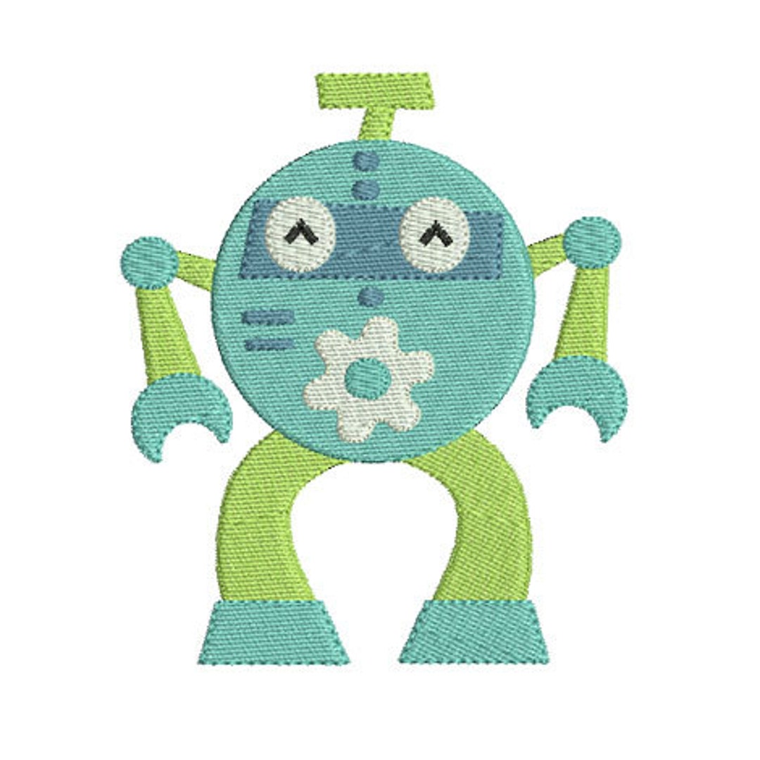 Instant Download Robot Embroidery Design Download - Etsy