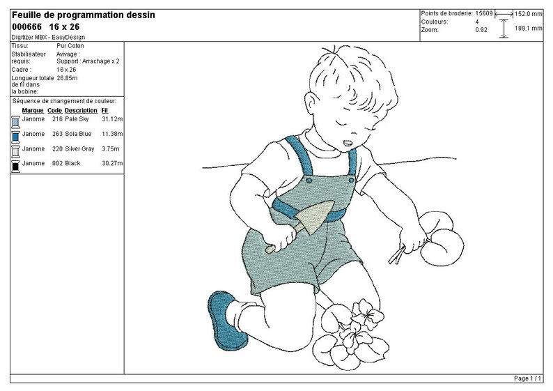 Embroidery Design Machine Little Boy Who Gardens Instant | Etsy