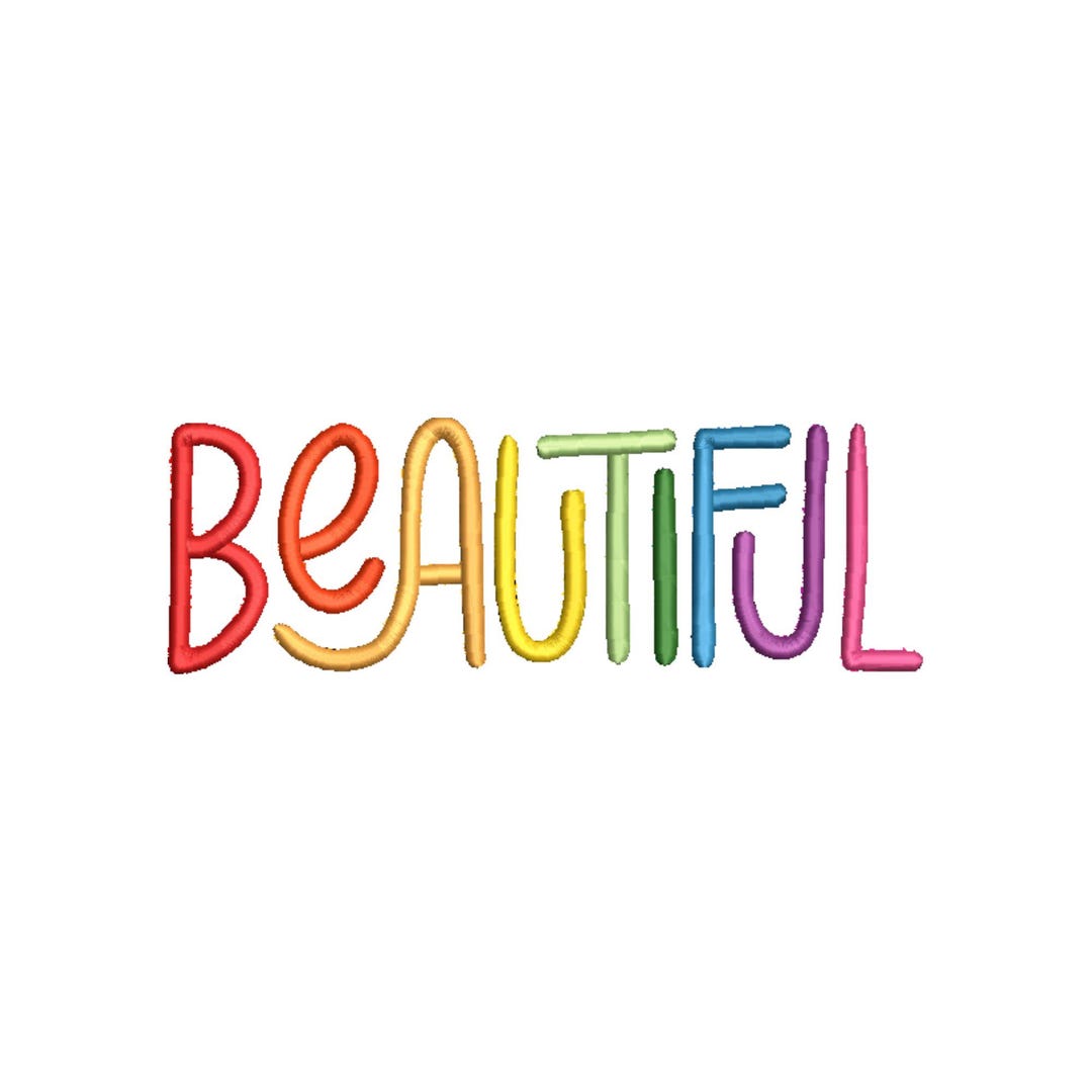 Machine Embroidery Design Word Beautiful Rainbow-colored - Etsy