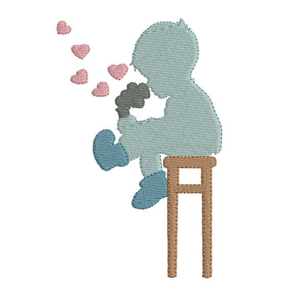 Silhouette Little Boy Vintage Machine Embroidery Design | Etsy