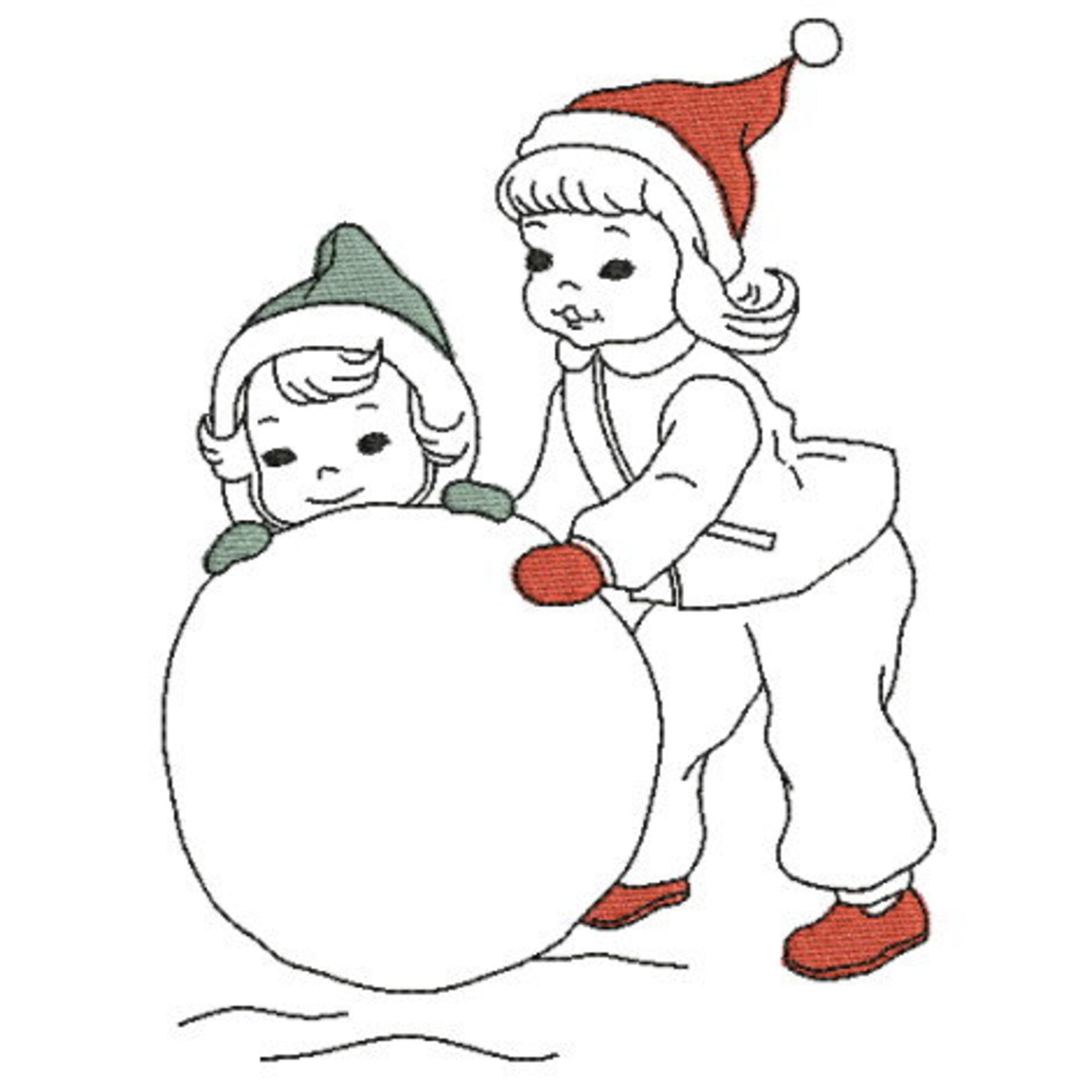 Embroidery Design Machine Vintage Children Playing in the Snow ...