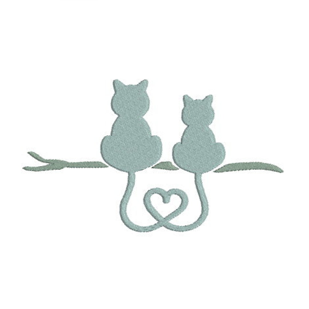 Embroidery Design Machine Love Cats Heart Instant Download - Etsy