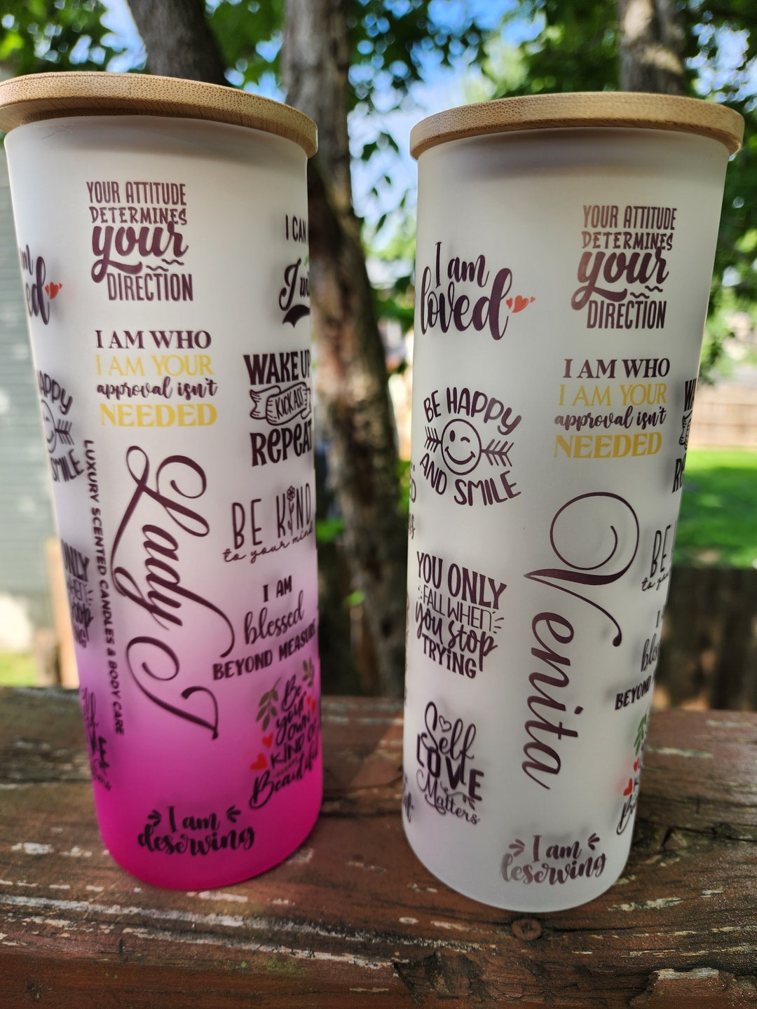 Motivation, Inspirational, Self-love Personalized Glass Frosted Tumbler ...