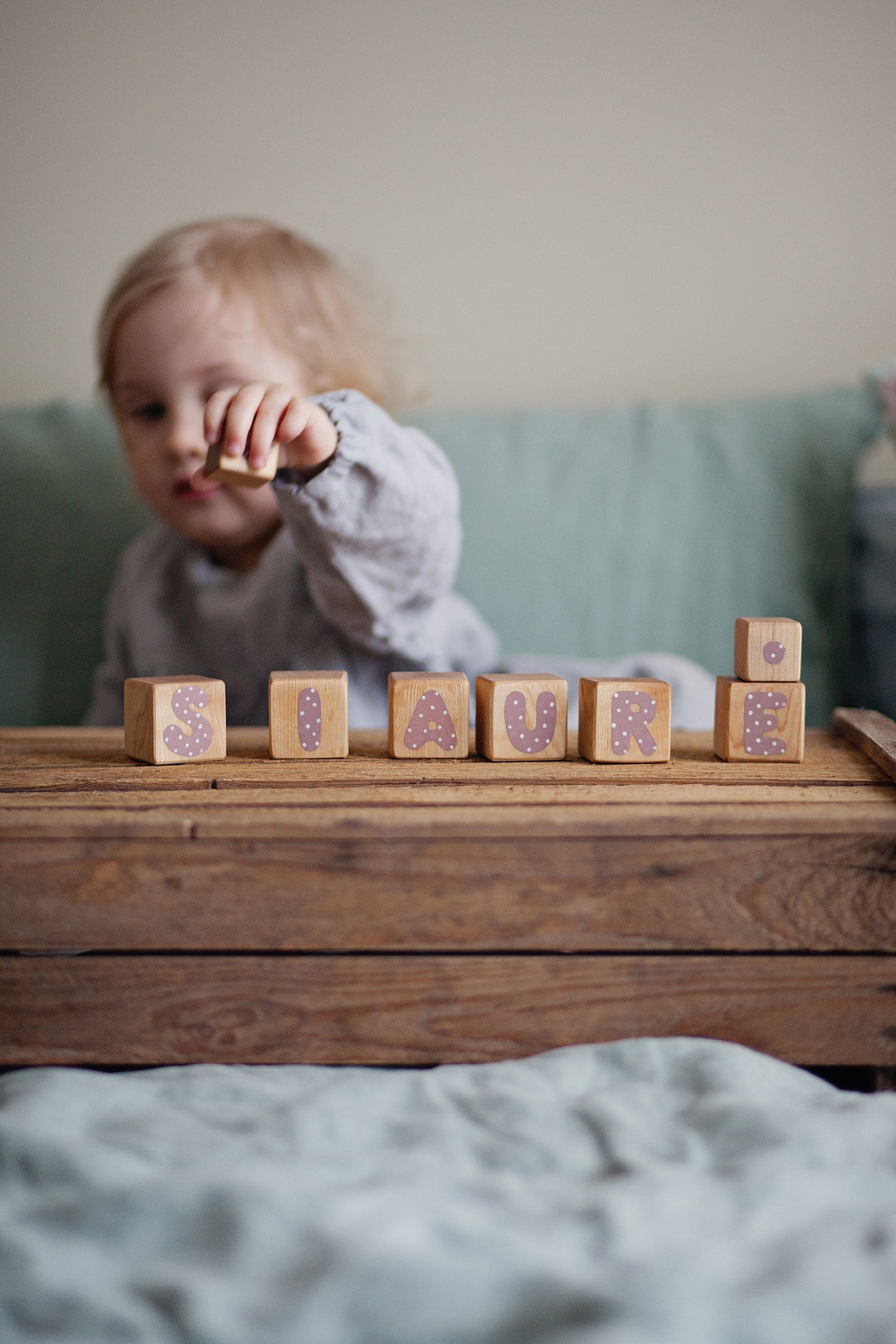 Wooden Baby Name Blocks, Lilac Nursery Alphabet Blocks - Etsy