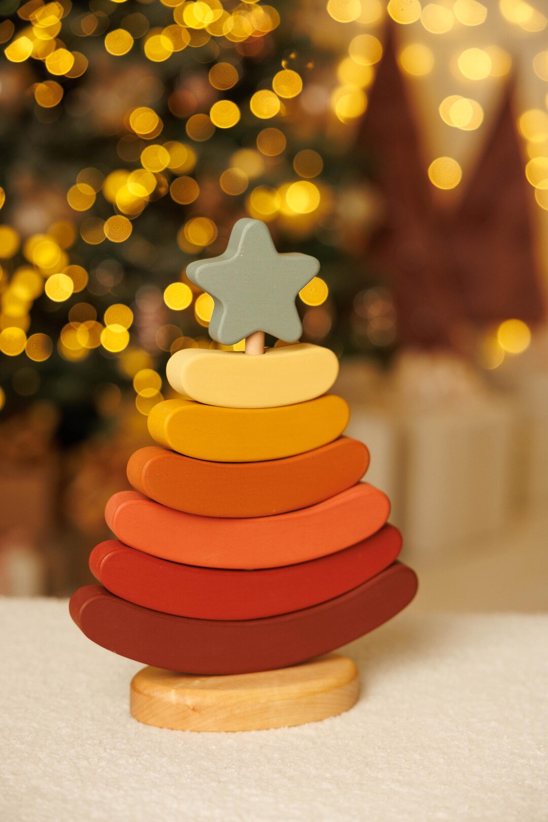 Personalized Large Wooden Fir Tree Stacking Toy: Christmas Gift for ...
