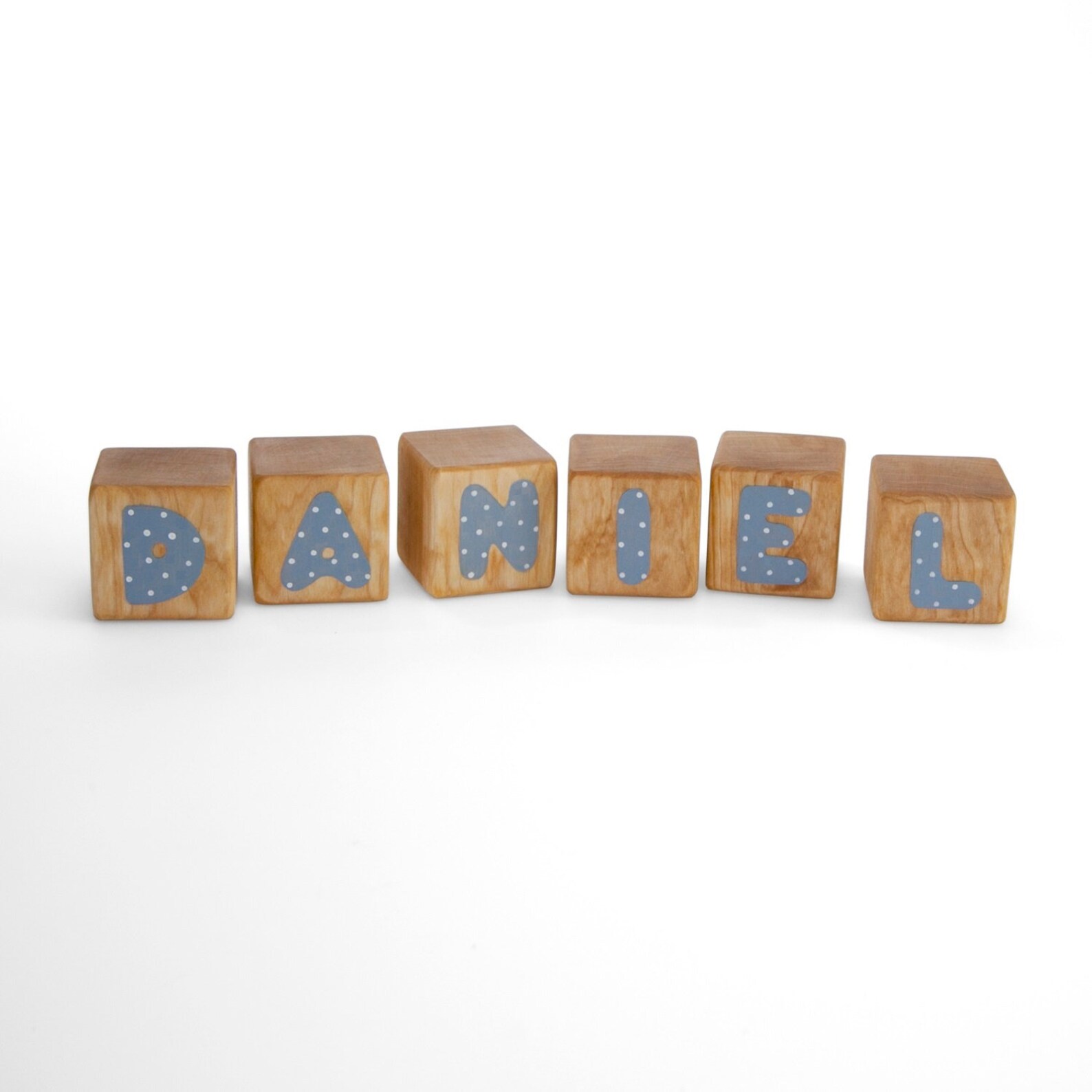 Wood Name Blocks Natural Nursery Home Decor Blue Alphabet | Etsy