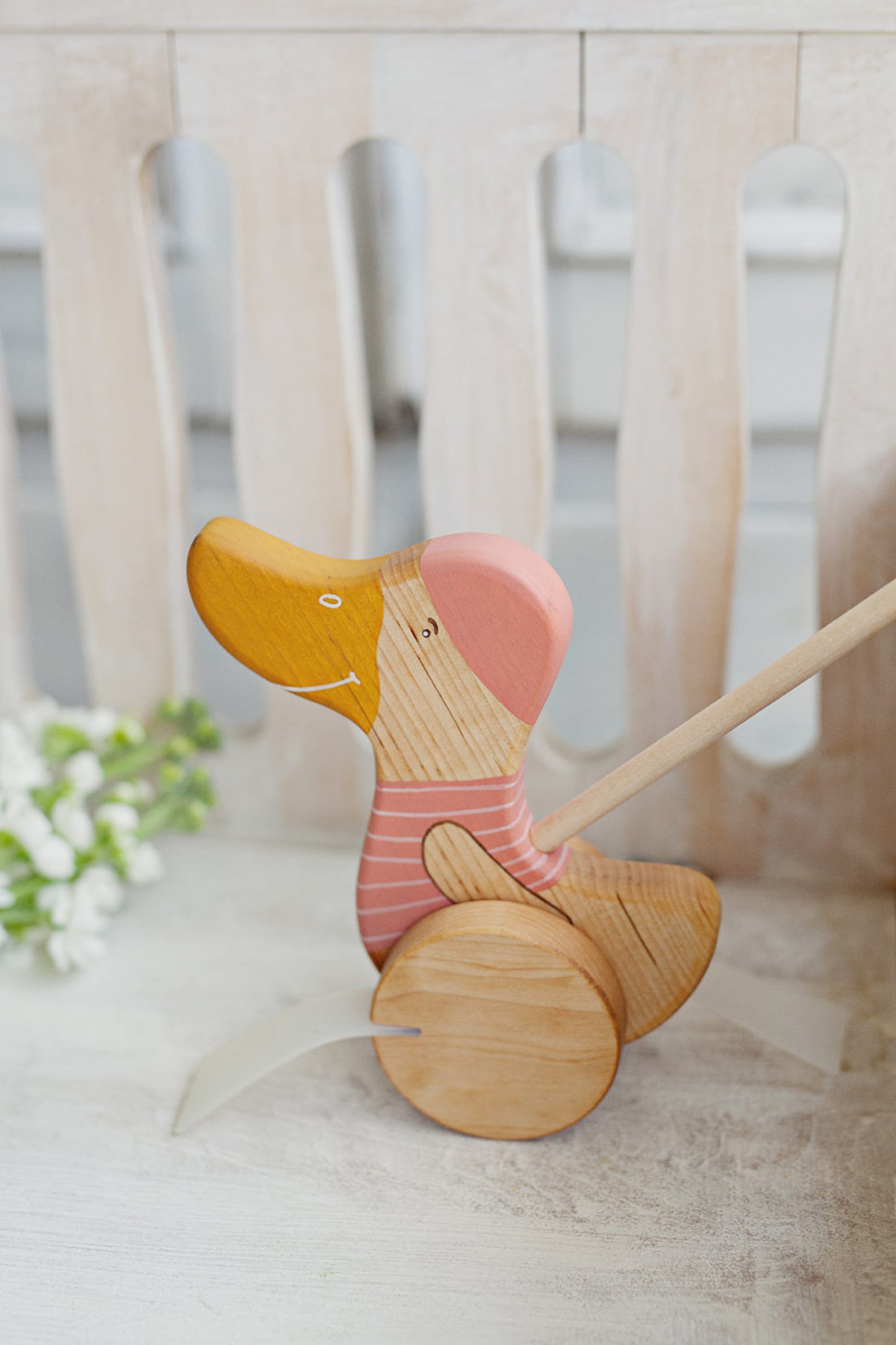 Duck Push Toy for Girls Wooden Push Toy Pink Wooden Toys - Etsy