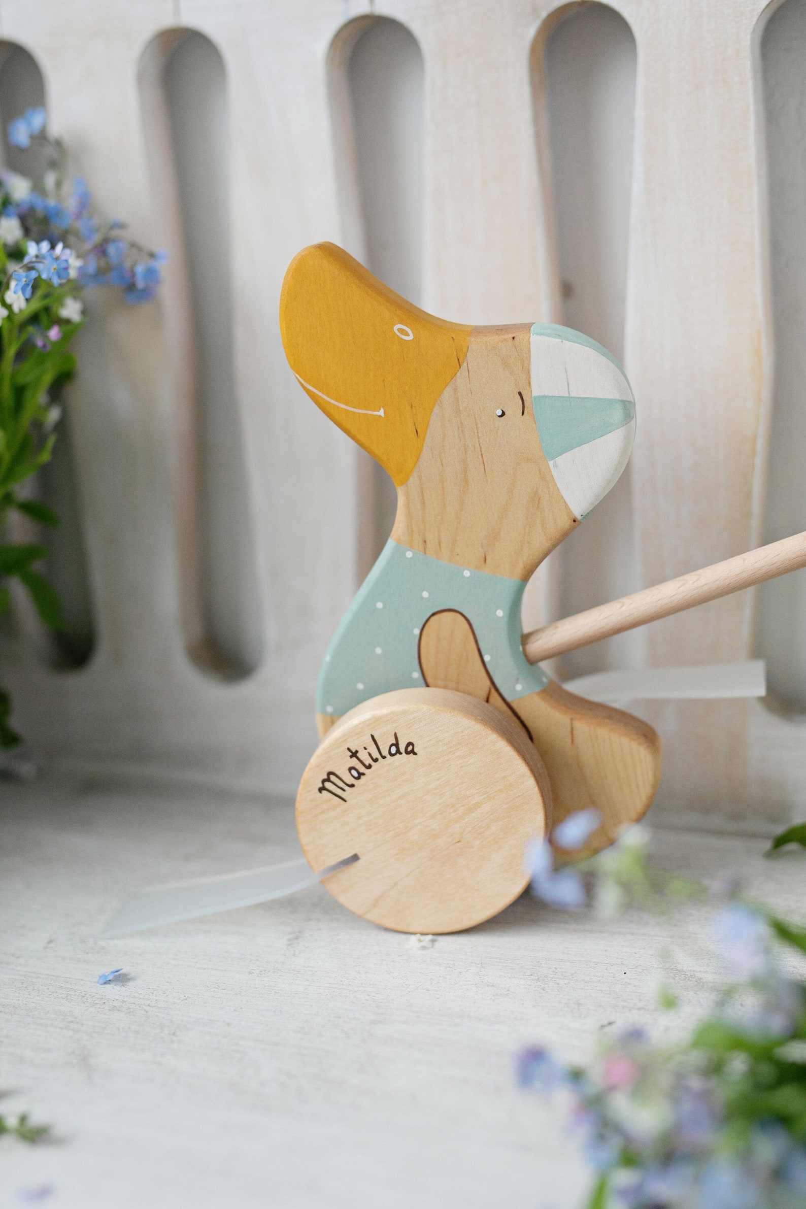 Wooden Duck Push Toy for Toddlers: Vintage-inspired Birch Wood - Etsy