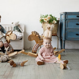 Handmade Wooden Rocking Horse, Personalized Birthday Gift for Toddlers ...