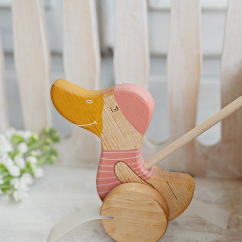 Duck Push Toy for Girls Wooden Push Toy Pink Wooden Toys - Etsy