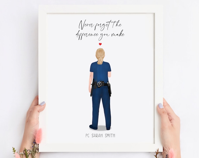 Female Police Officer Print, Police Gift, Police Retirement Gift, Law ...