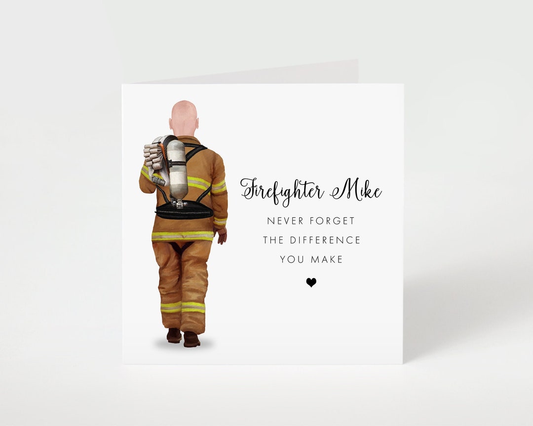 Firefighter Thank You Card, Personalised, Rescue Worker, Fireman ...