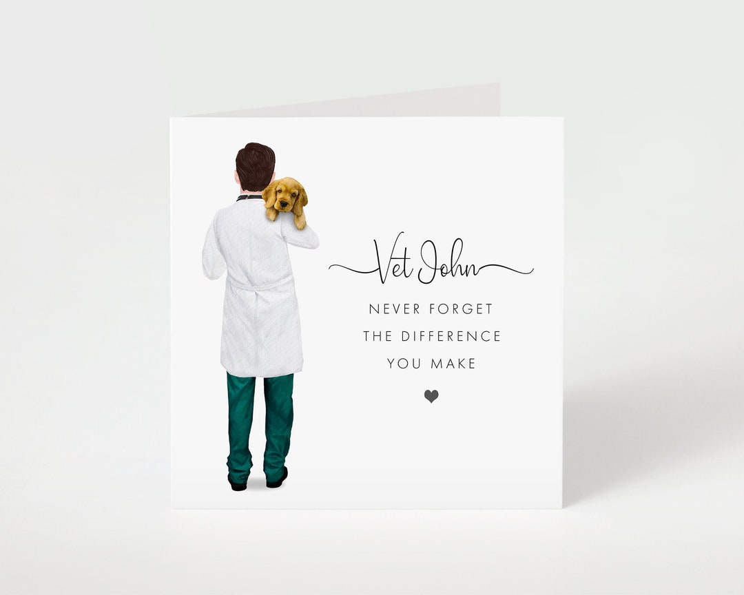 Vet Thank You Card, Vet Gift, Vet Appreciation, Personalised Male Vet ...