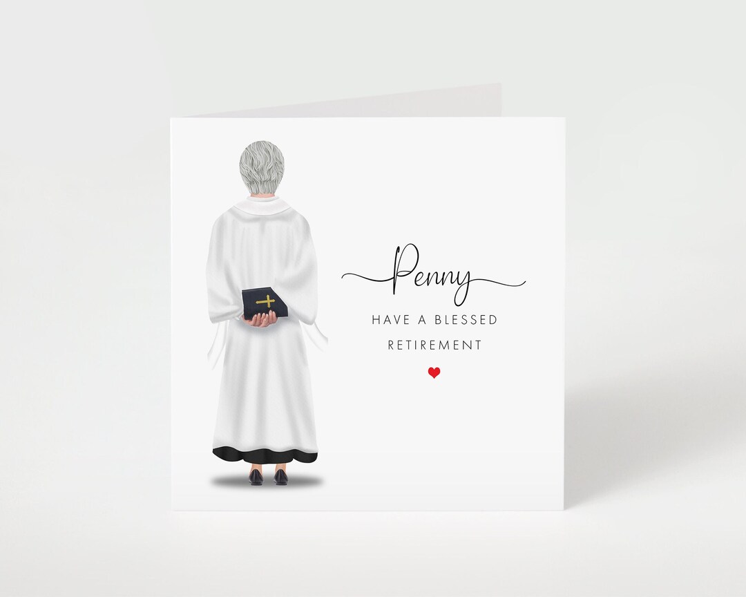 Female Vicar Retirement Card, Happy Retirement, Vicar Good Luck Card ...