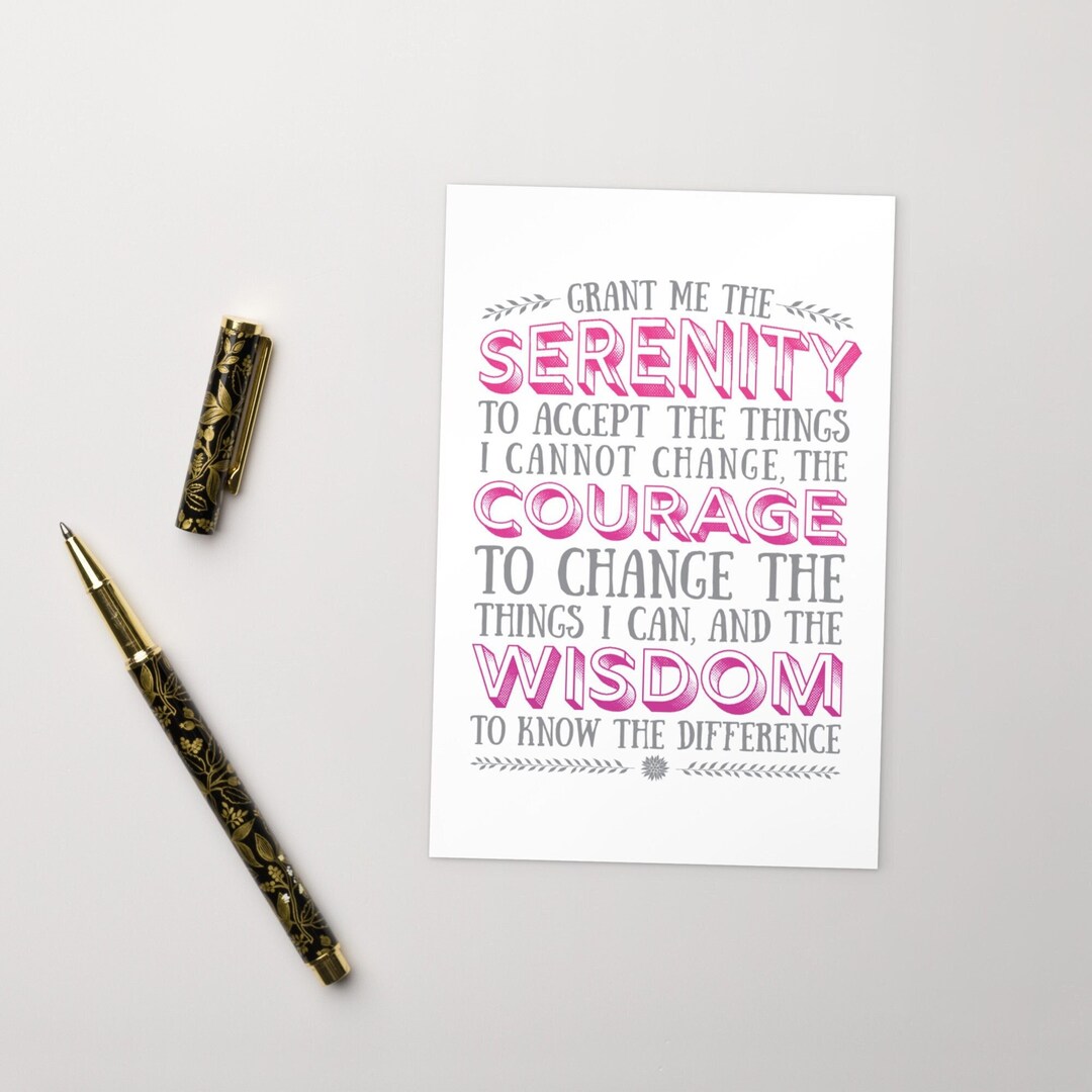 Serenity Prayer Postcard Pink Acceptance Prayer Courage - Etsy