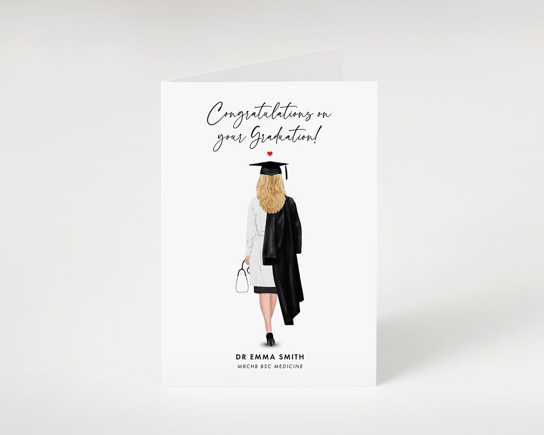 Doctor Graduation Card, Congratulations Card, for Her, Female ...