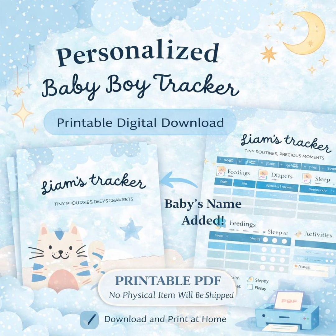 Buy Personalized Baby Boy Tracker Printable | Feeding Sleep Diapers ...