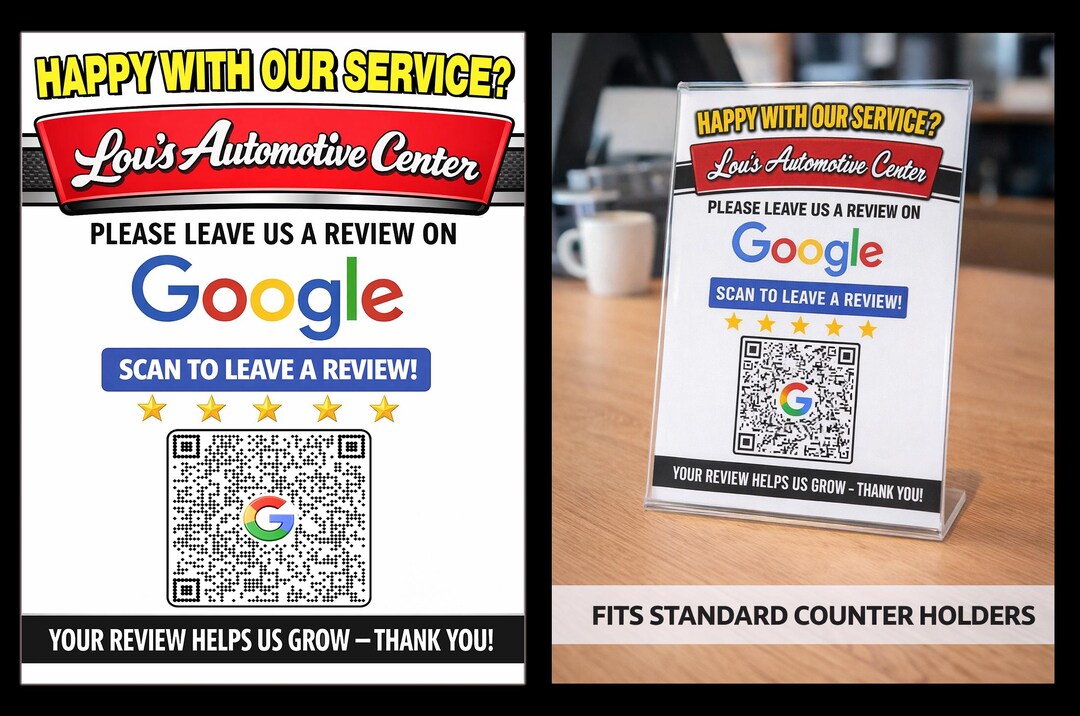 Custom Google Review QR Sign – Built for Auto Shops, Works for Any ...