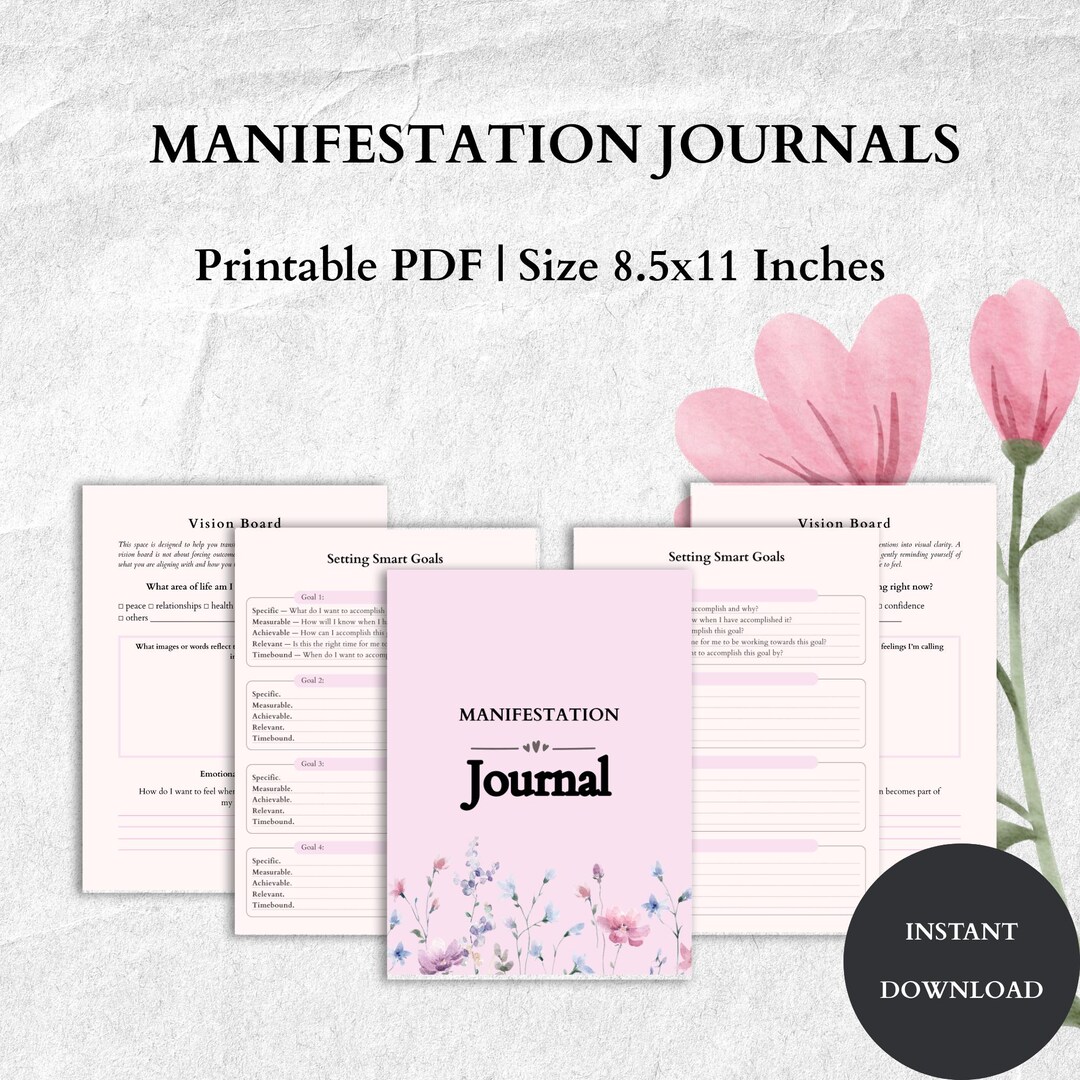 Manifestation Journal Printable: Law of Attraction, Goal Setting (US ...