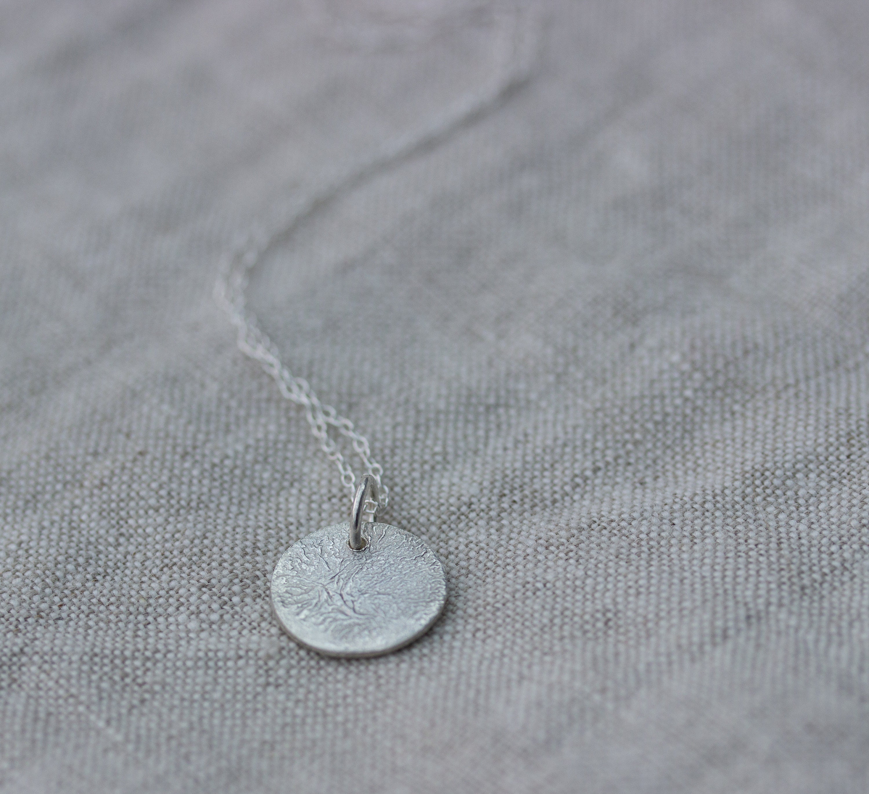 Sterling Silver Texture Pendant, Simple Pendant with melted texture ...