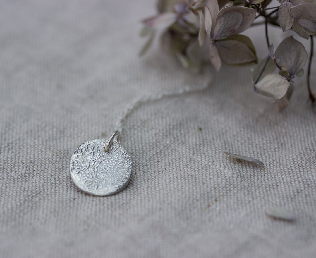 Sterling Silver Texture Pendant, Simple Pendant with melted texture ...