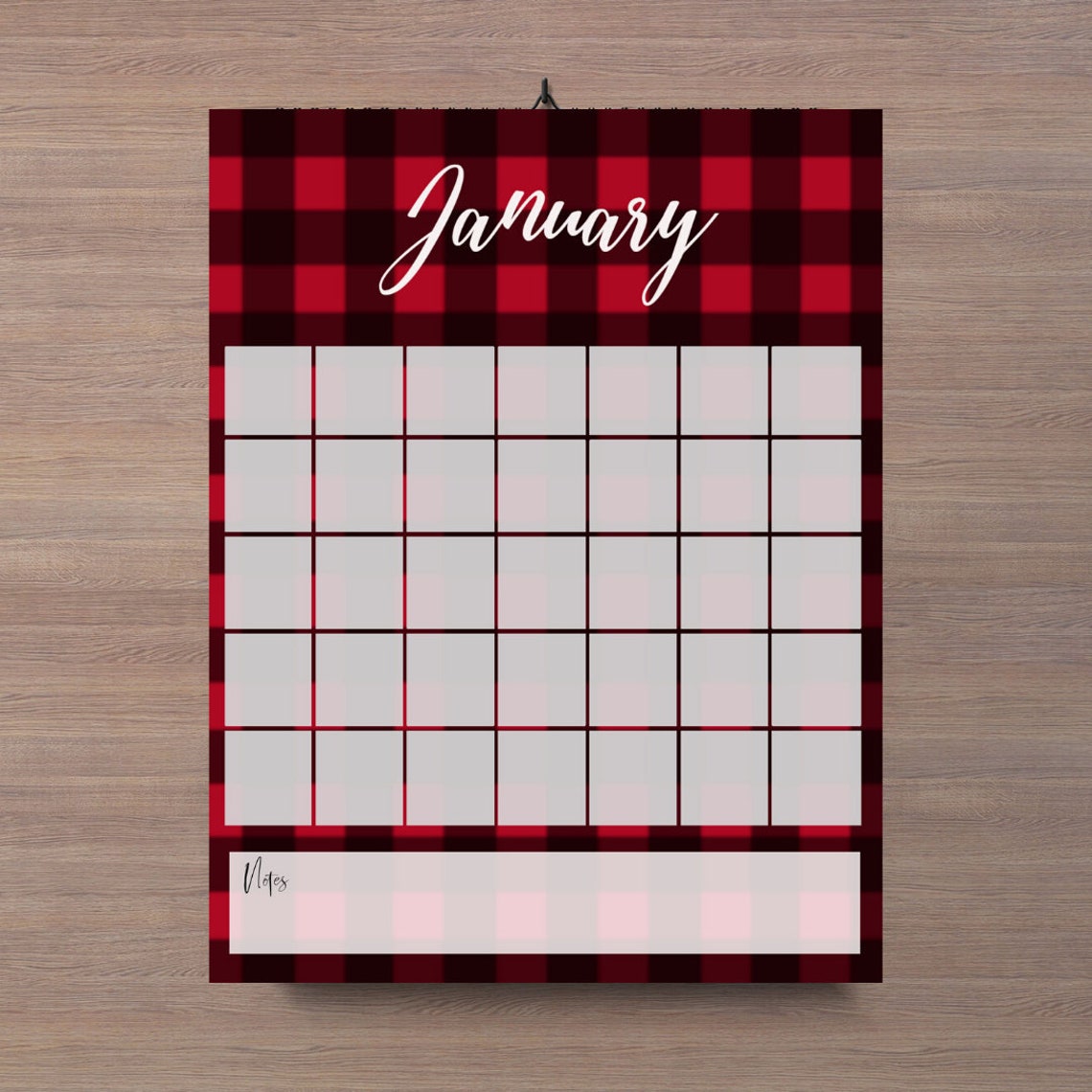 Buffalo Check RED Calendar Printable L Desk Calendar, Wall Calendar ...