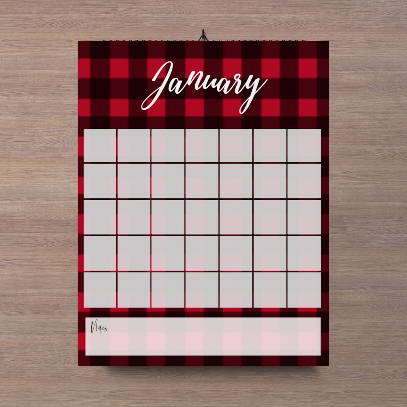 Buffalo Check RED Calendar Printable L Desk Calendar, Wall Calendar ...