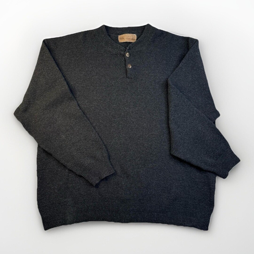 Vintage Shenandoah Hipster Charcoal Grey Knit Sweater Y2K Grandpa L/XL ...