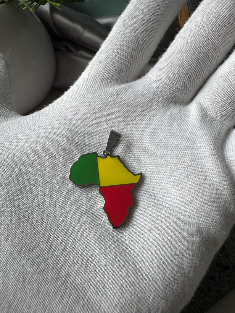 14K Gold Plated Africa Map Outline Charm, Benin Flag Charm, for ...
