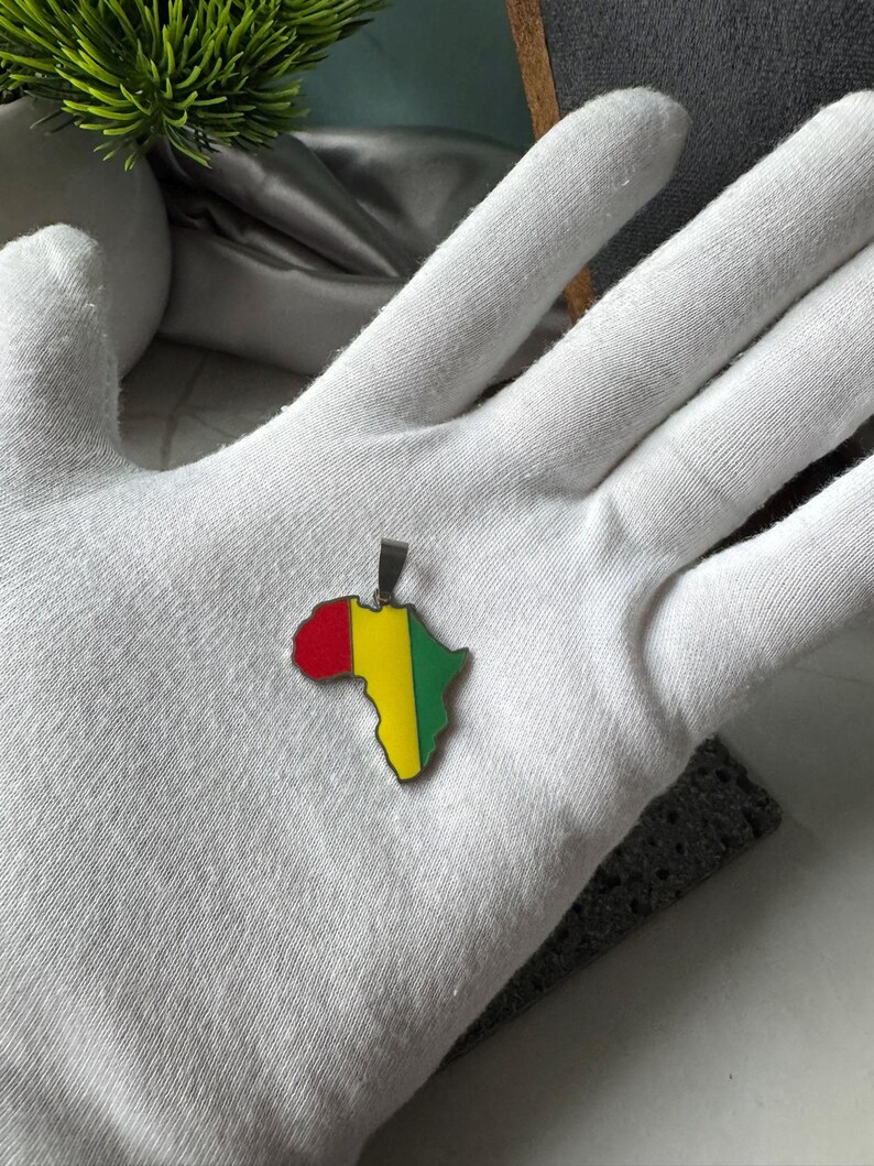 14K Gold Plated Africa Map Outline Charm, Guinea Flag Charm, for ...