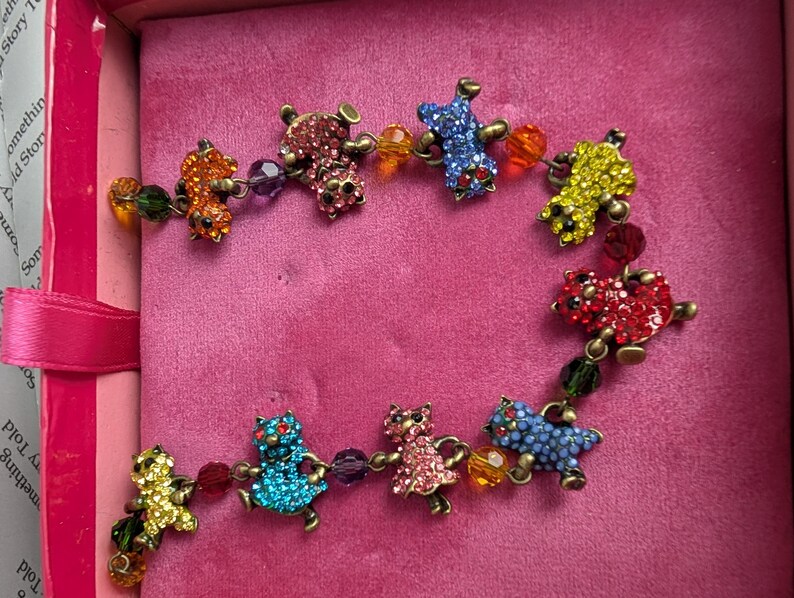 Signed Butler & Wilson Rainbow Crystal Cat Necklace – 1980s Pavé ...