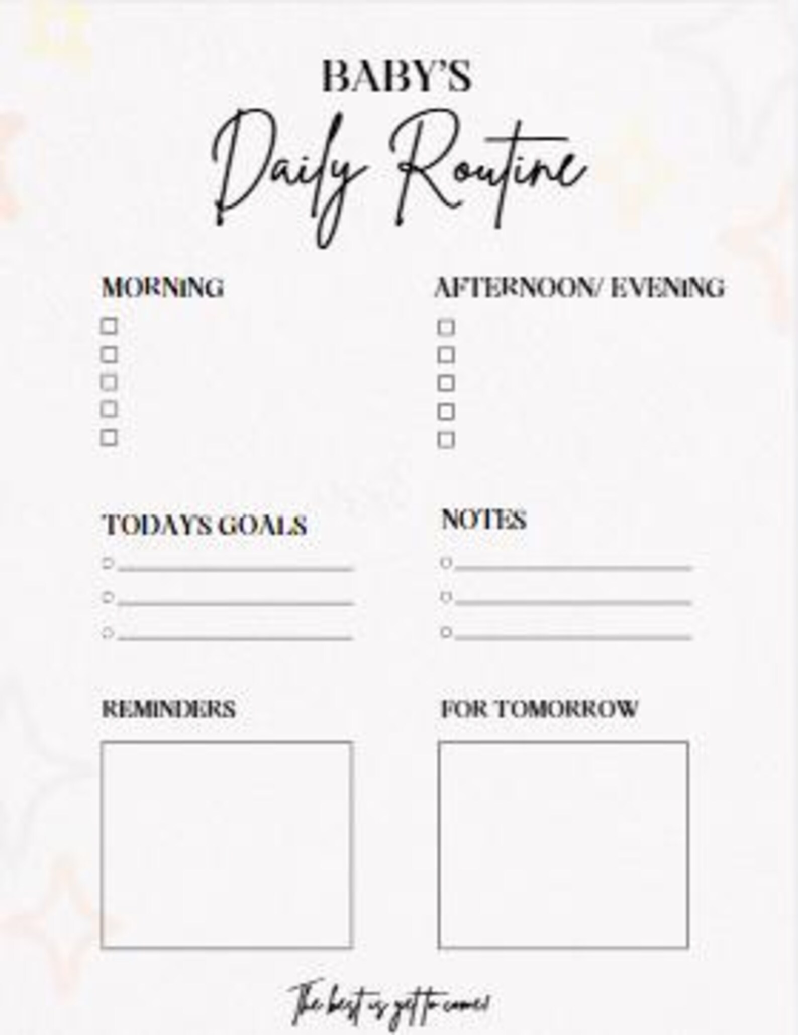 Simple Daily Routine Printable for Babies & Moms I Baby Routine Chart I ...