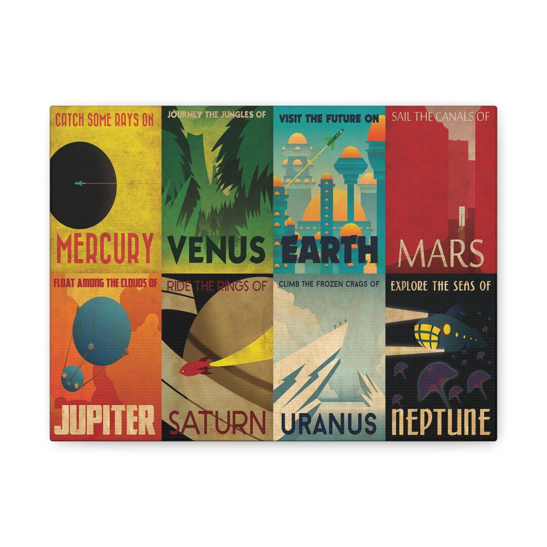 NASA Space Travel Style Retro Vintage Decor Canvas Ready to Hang 1.25 Y ...