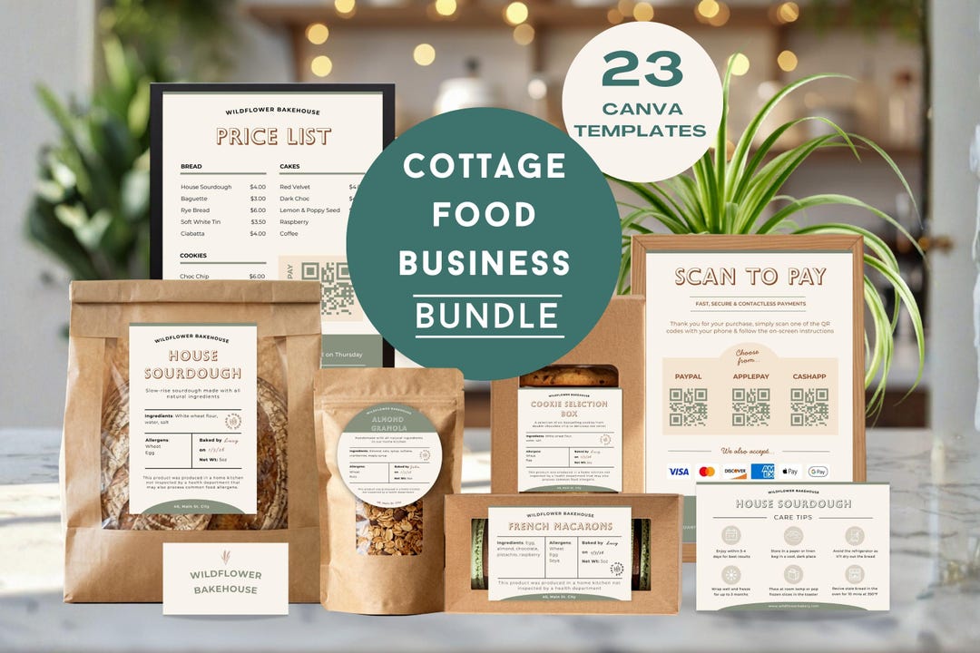 Cottage Food Business Bundle | Editable Canva Label Templates for ...