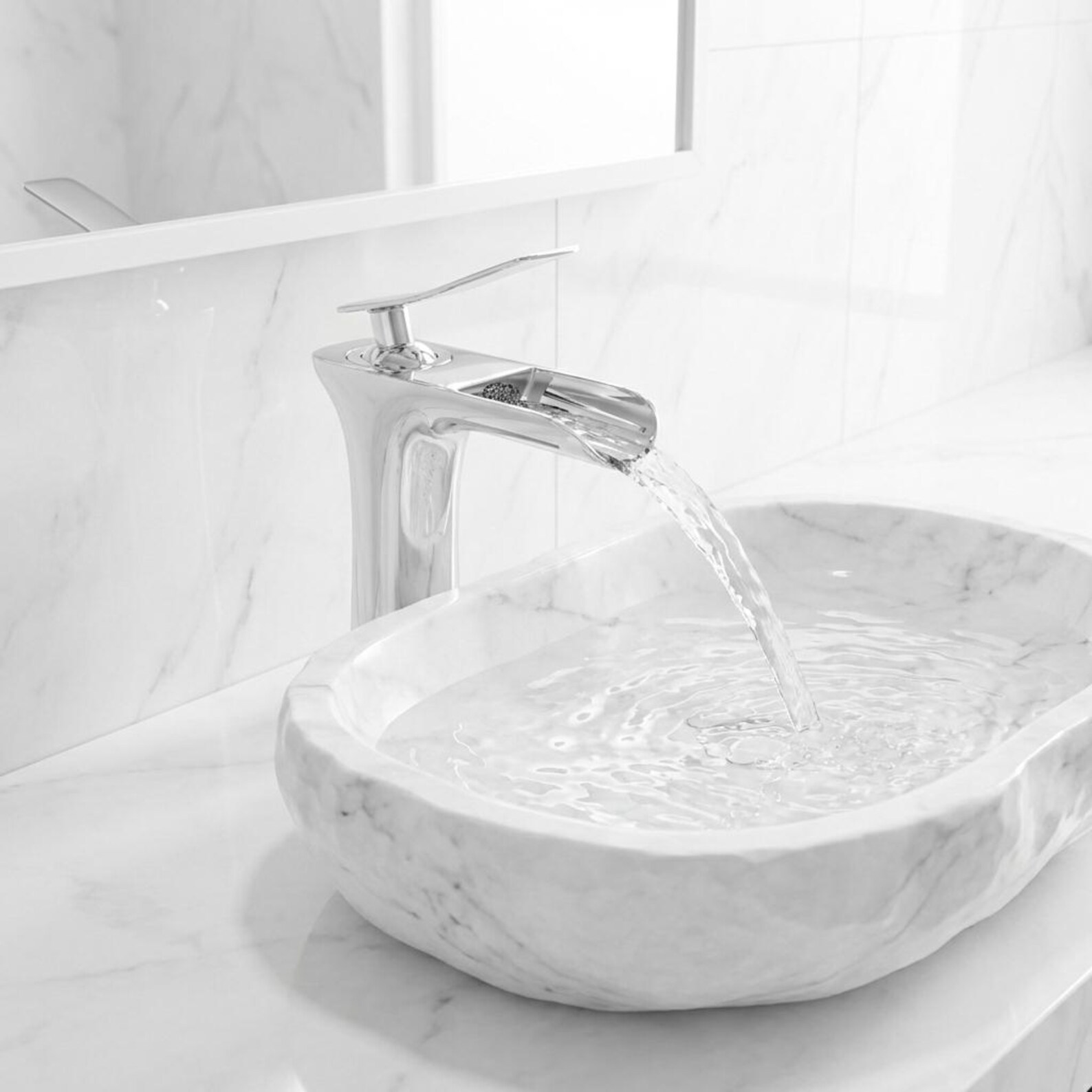 Waterfall Bathroom Faucet | Single Handle Basin Mixer Tap | Brass ...