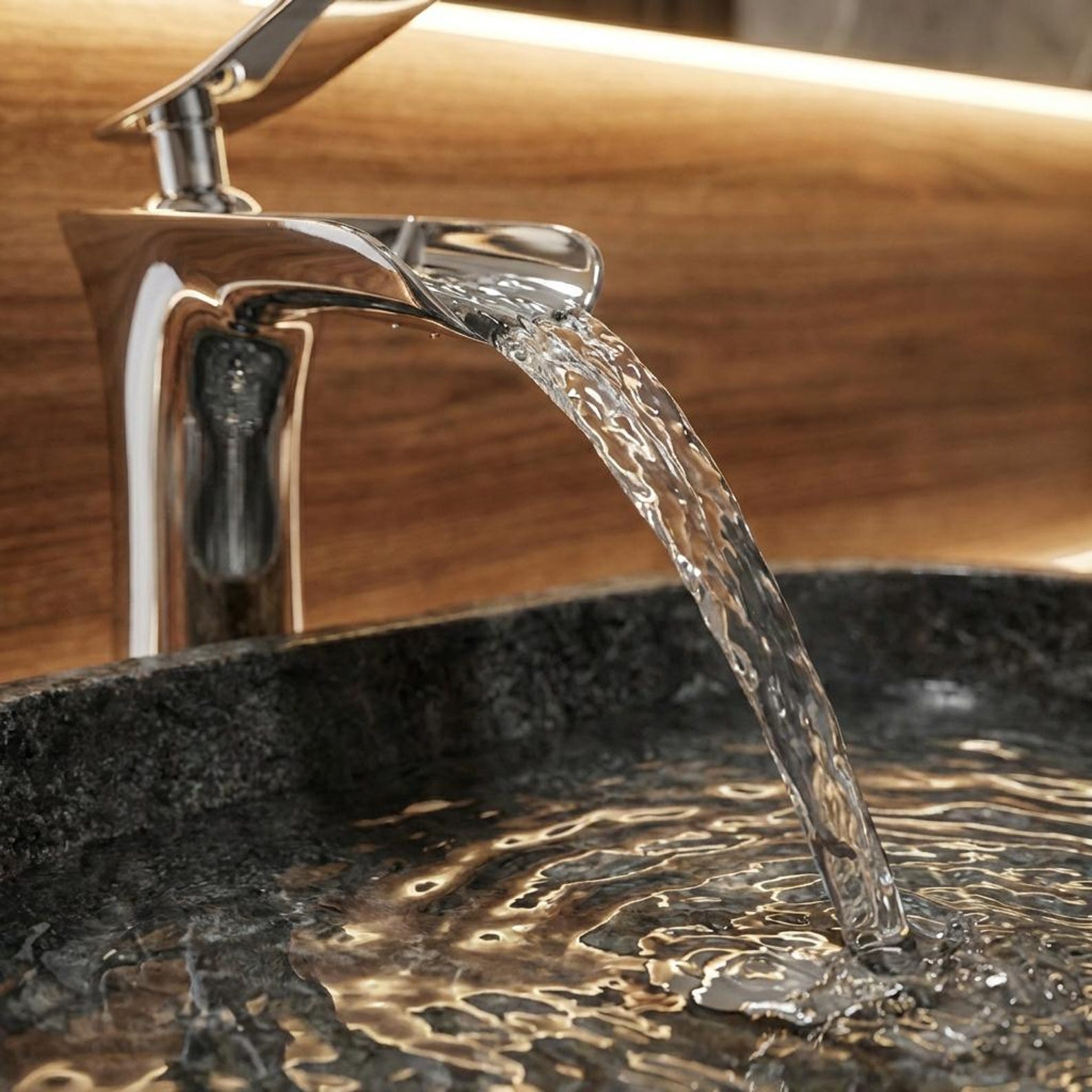 Waterfall Bathroom Faucet | Single Handle Basin Mixer Tap | Brass ...