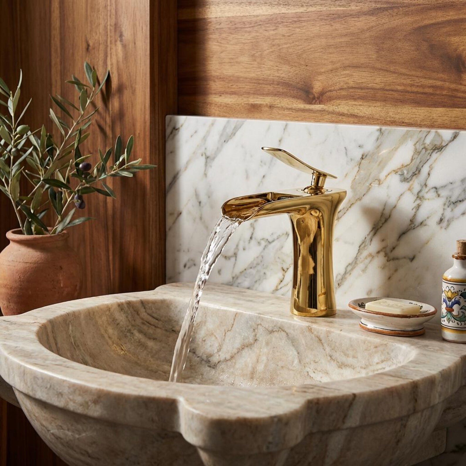 Waterfall Bathroom Faucet | Single Handle Basin Mixer Tap | Brass ...