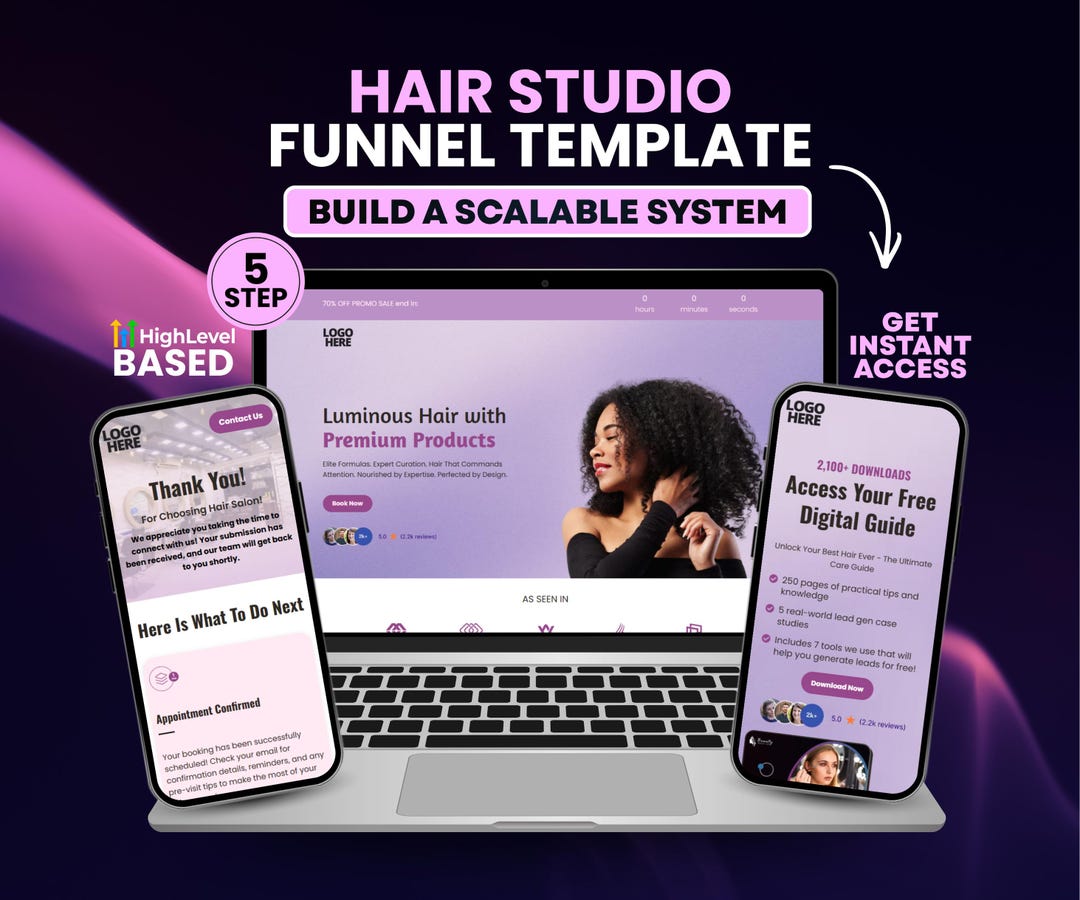 Gohighlevel Hair Salon Funnel Template | Beauty Appointment Booking ...