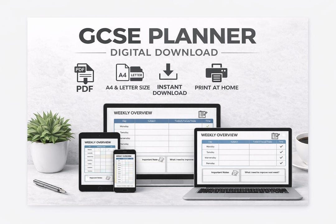 GCSE Study Planner Printable | Weekly Revision Timetable (PDF Download ...