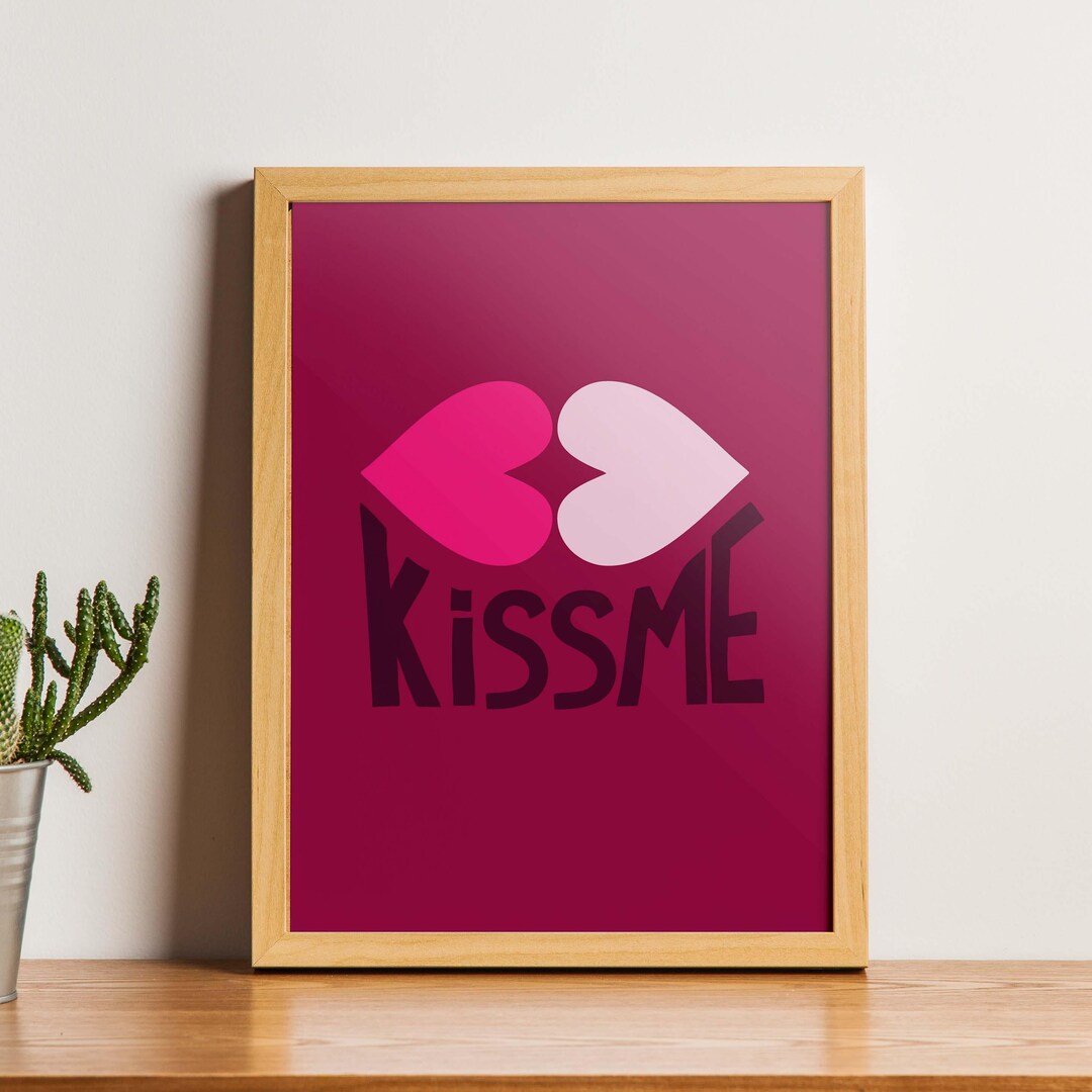 Kiss Me Fuchsia Illustration | Printable Wall Art | US Letter | A4 | A5 ...