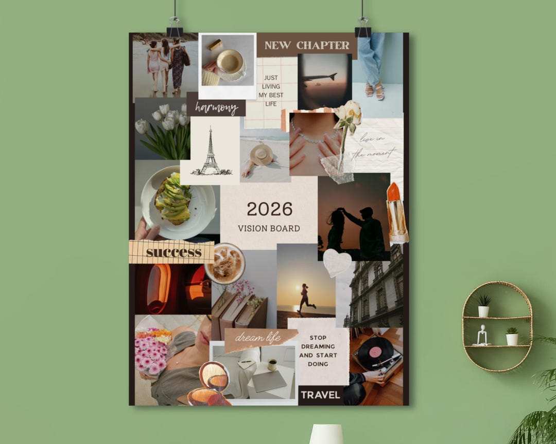 2026 Vision Board Matte Vertical Poster | Inspirational Collage, Travel ...