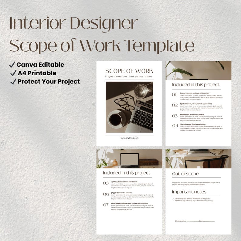Interior Design Scope of Work Template | Client Contract (canva ...