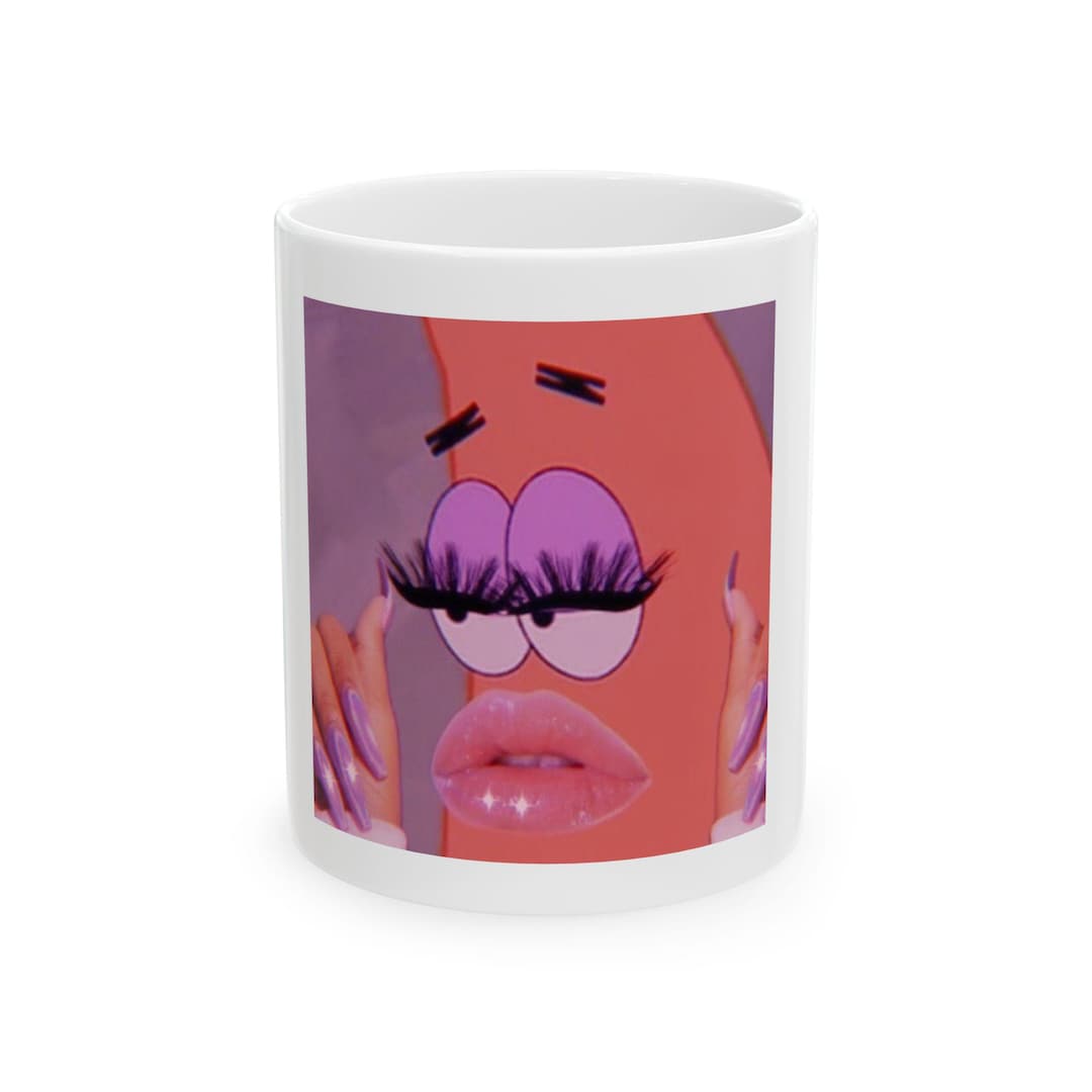Glam Patrick Star Illustration Mug | Ceramic Coffee Mug 11oz 15oz - Etsy