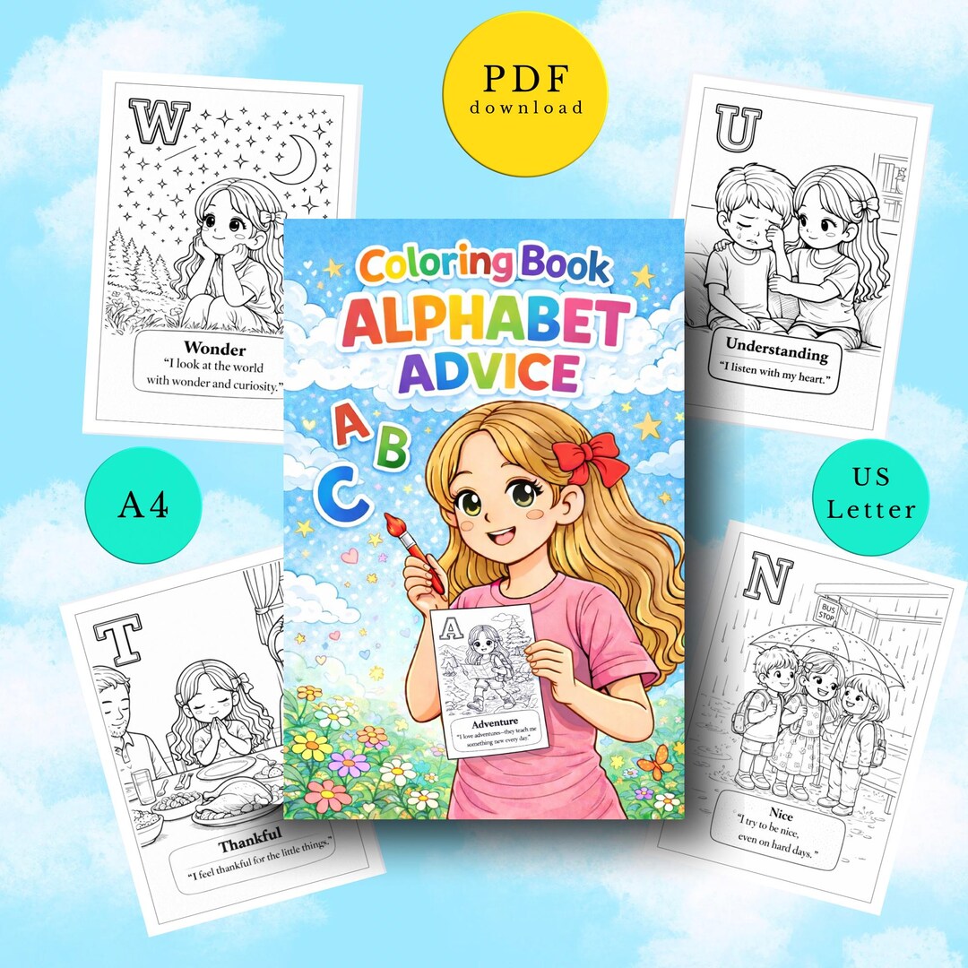 Alphabet Coloring Book With Positive Affirmations | A–Z Advice for Kids ...