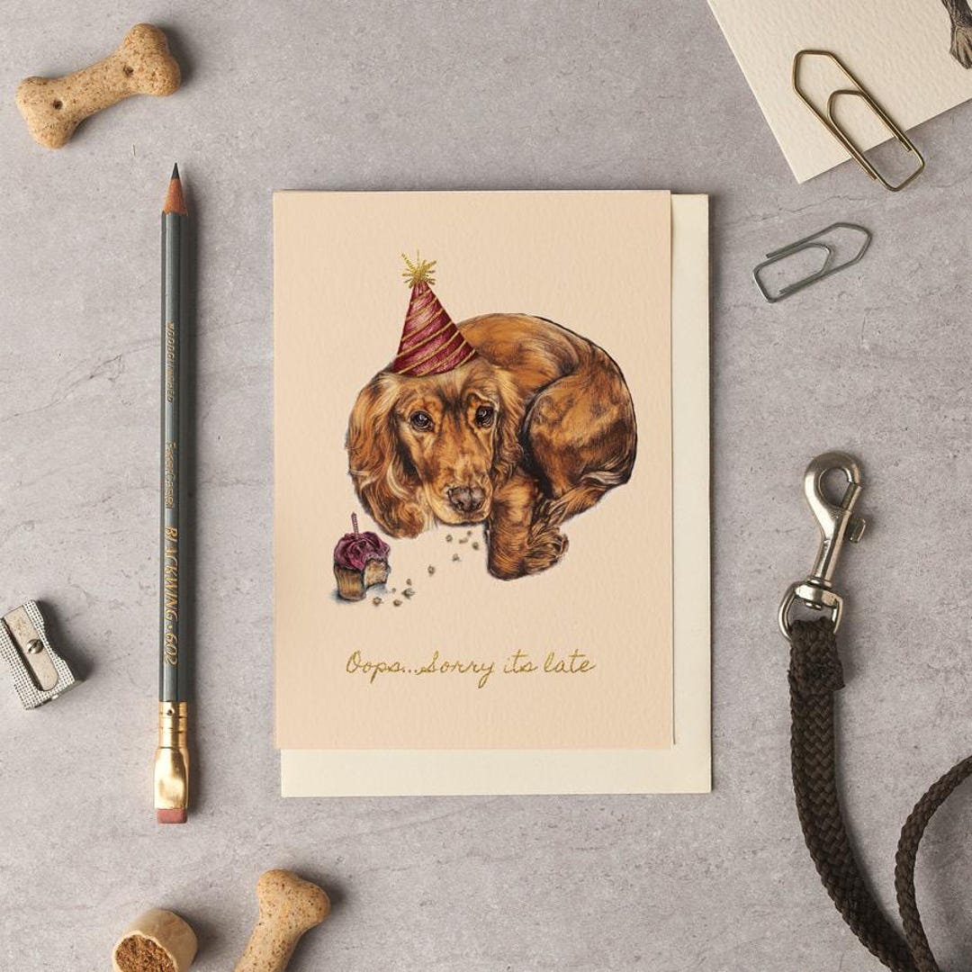Oops...sorry It's Late Spaniel Card - Etsy