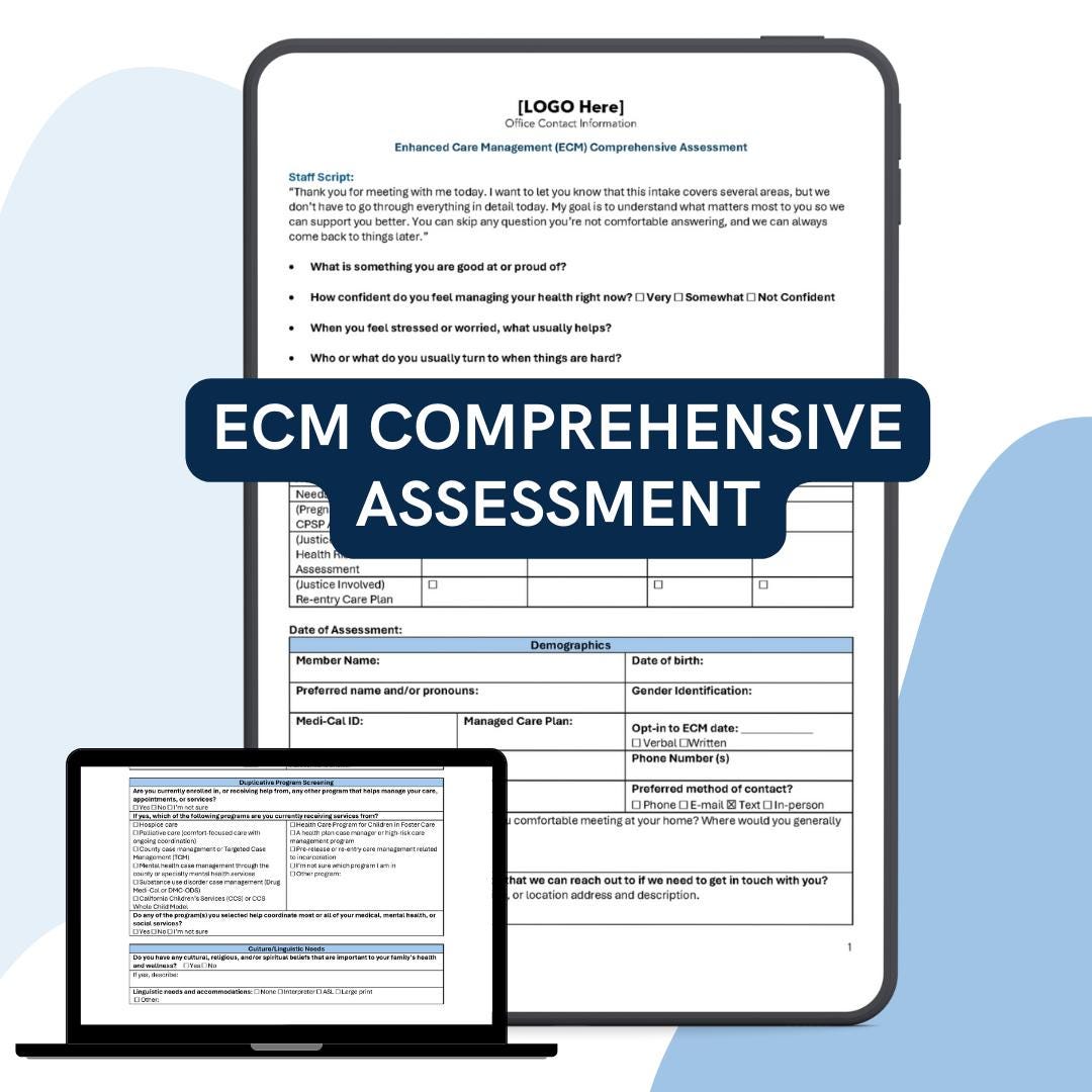 Enhanced Care Management (ECM) Comprehensive Assessment - Etsy