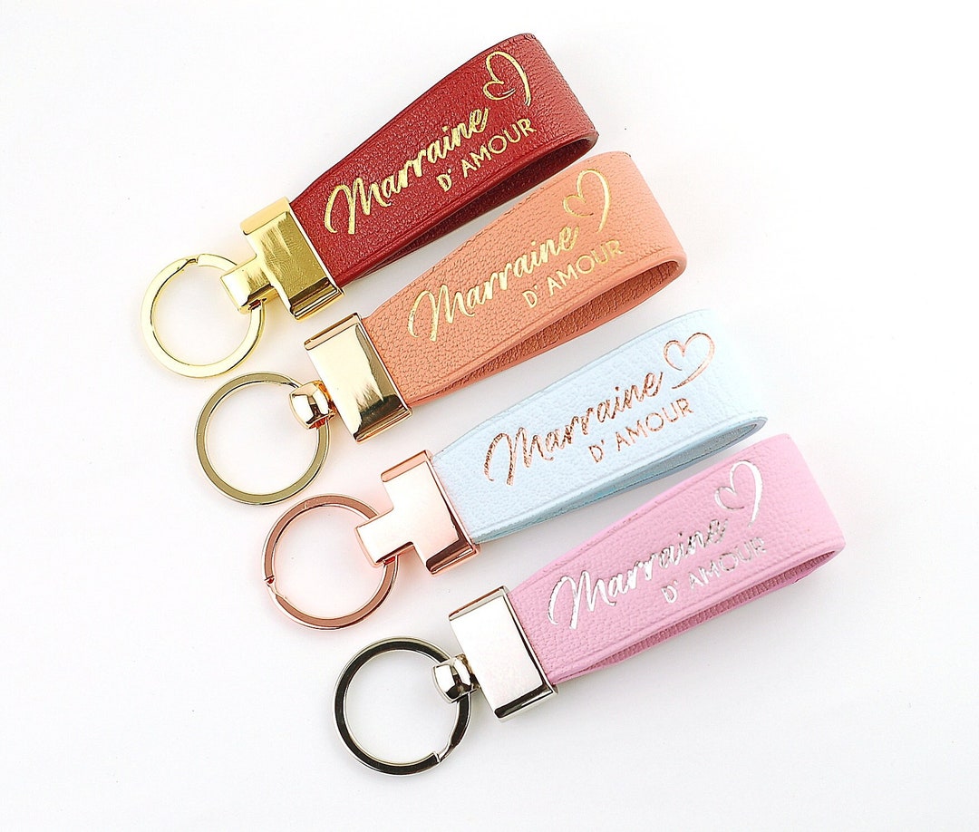 Leather 'marraine D'amour' Keychain: French Godmother Gift - Etsy