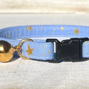 Periwinkle Gold Star Cat Collar With Bell moon - Etsy