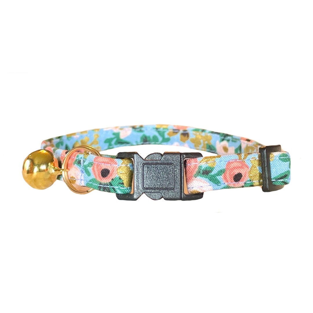 Rifle Paper Co® Cat Collar, chambray Roses Breakaway Kitten Collar Cute ...