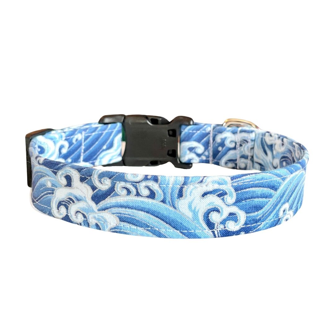 Wave Dog Collar, Ocean Water Beach Surf Surfer Summer Puppy Collar, YKK ...